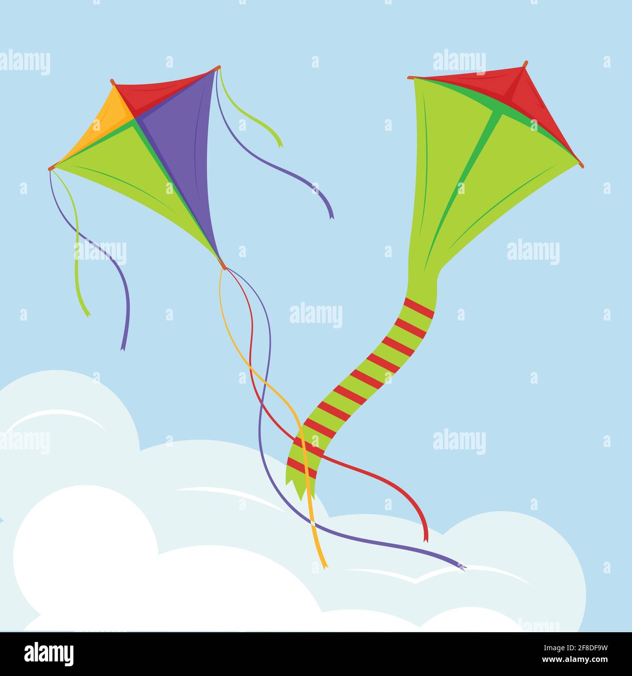 Colorful kites above the cloud, flying Kites in Sky, Summer wing ...