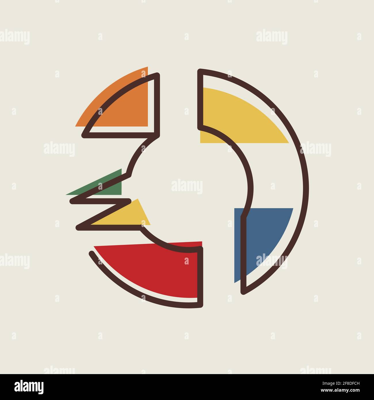 The letter O of the alphabet in modern geometric style. Abstraction ...