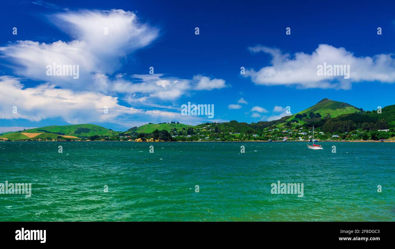 Coastline along the Otago Peninsula, Dunedin, Otago, South Island, New ...