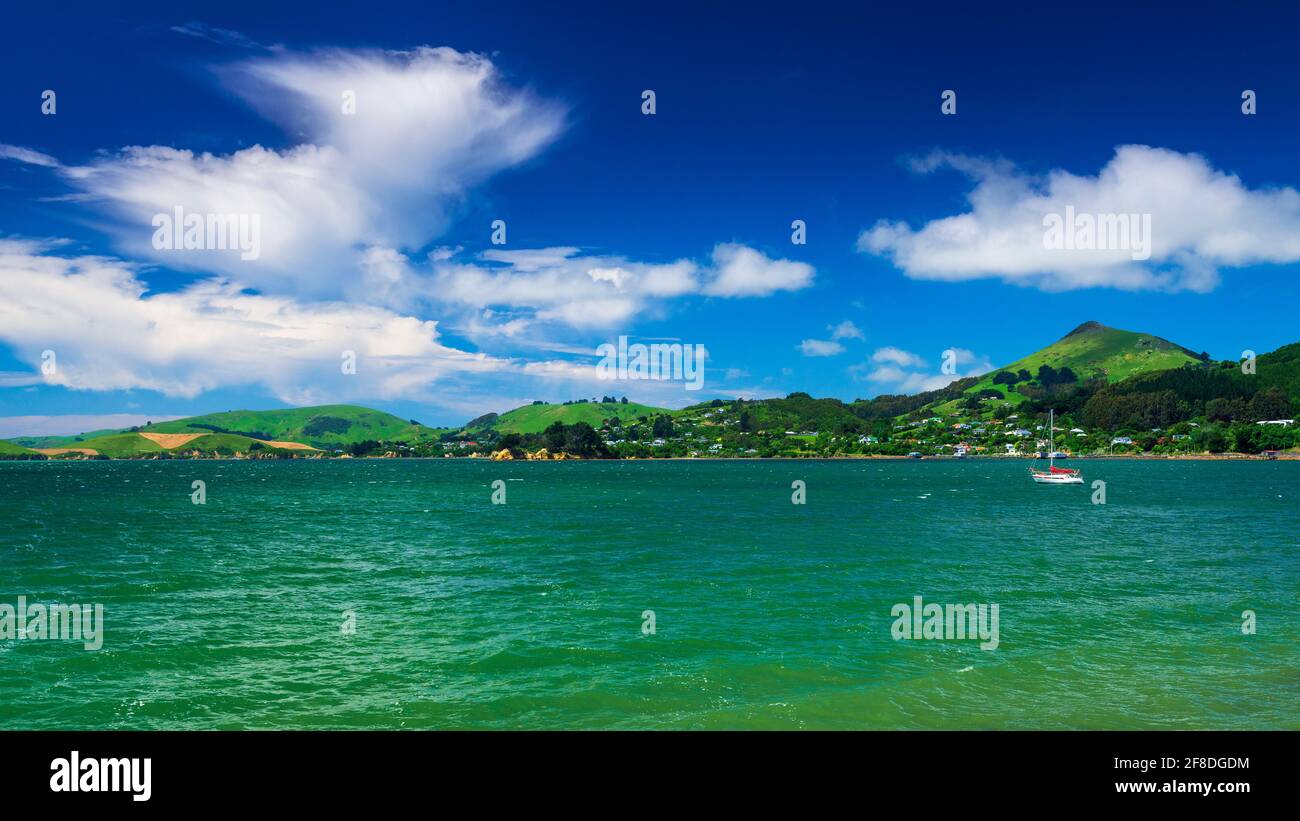 Coastline along the Otago Peninsula, Dunedin, Otago, South Island, New ...