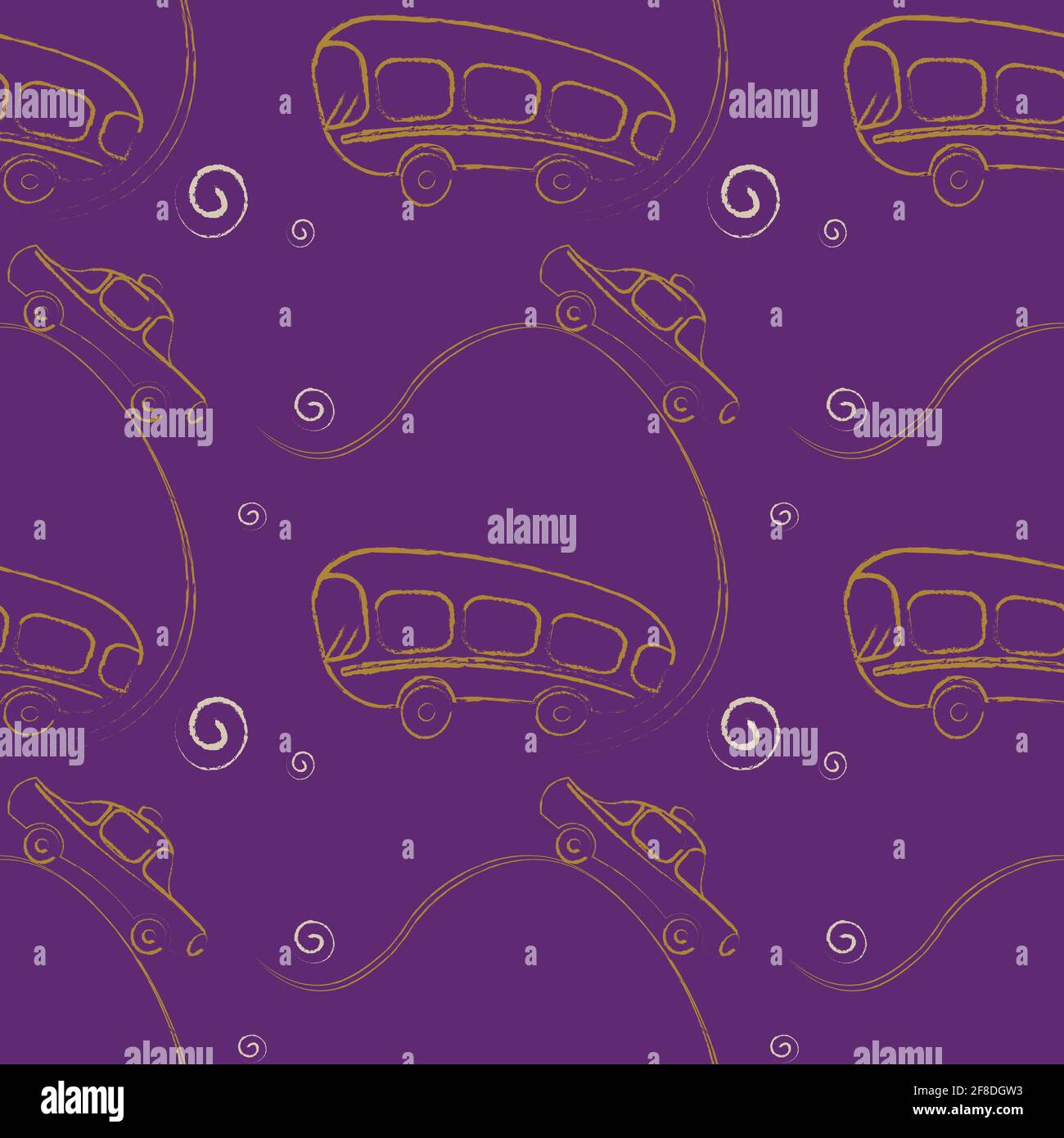 Seamless texture, pattern on a square background - transport - bus and ...