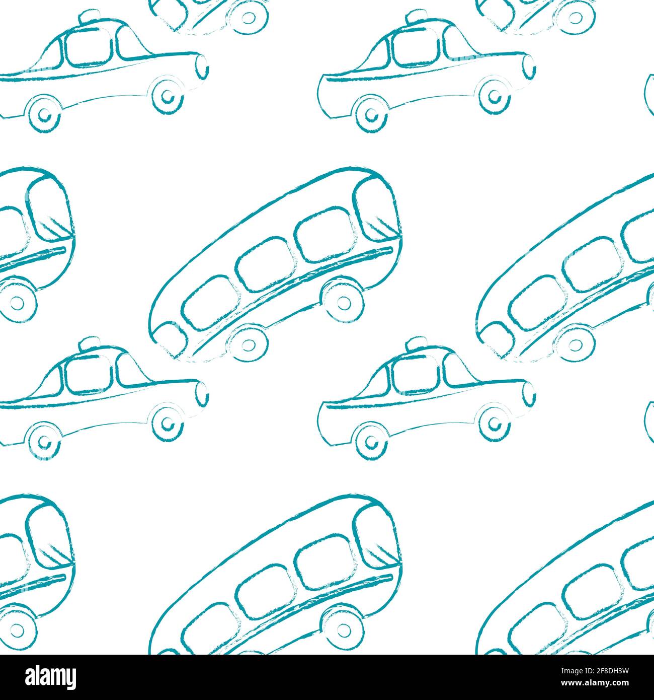 Seamless texture, pattern on a square background - transport - bus and ...