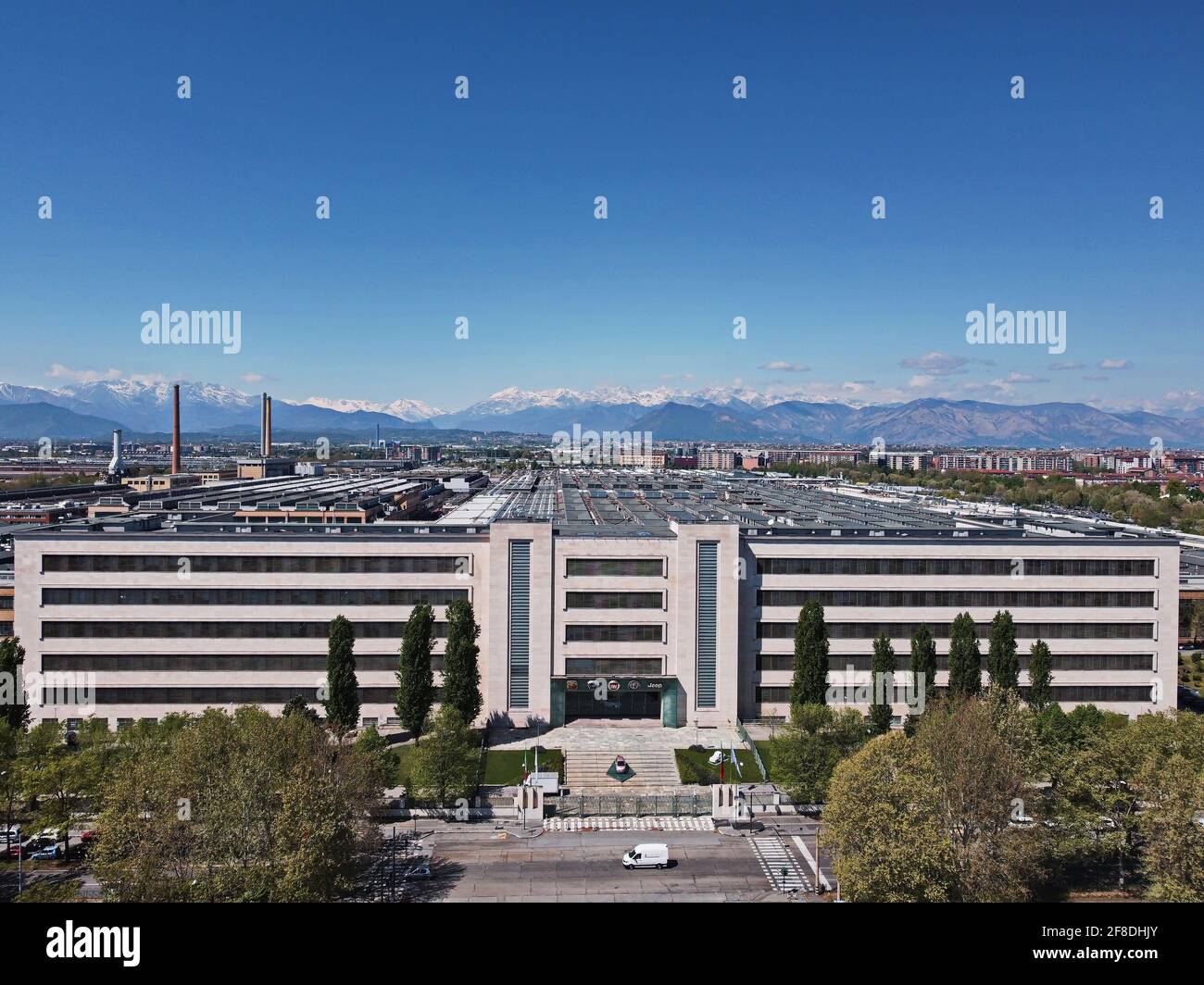 Top view of the Mirafiori plant of the Stellantis group, the fourth ...