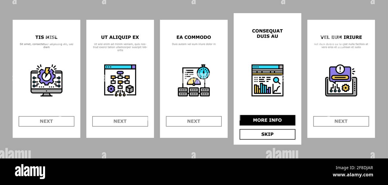 System Work Process Onboarding Icons Set Vector Stock Vector Image ...