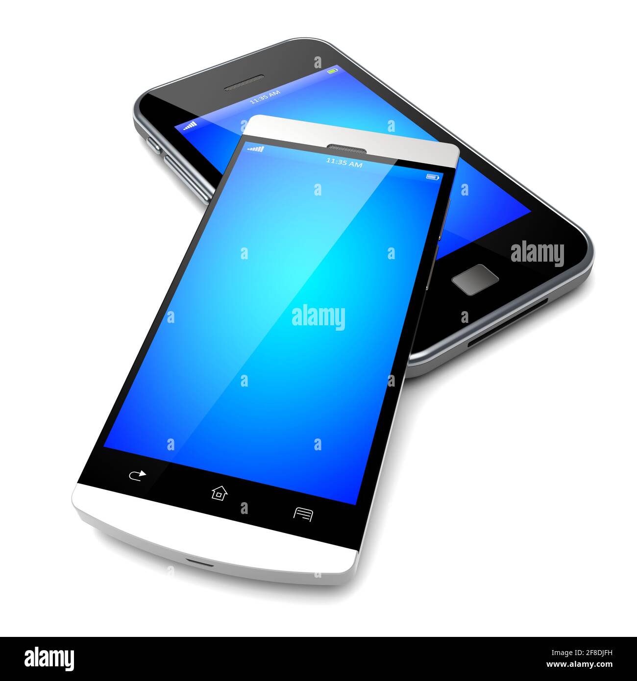 Mobile smartphones with blue screen. 3d image Stock Photo - Alamy