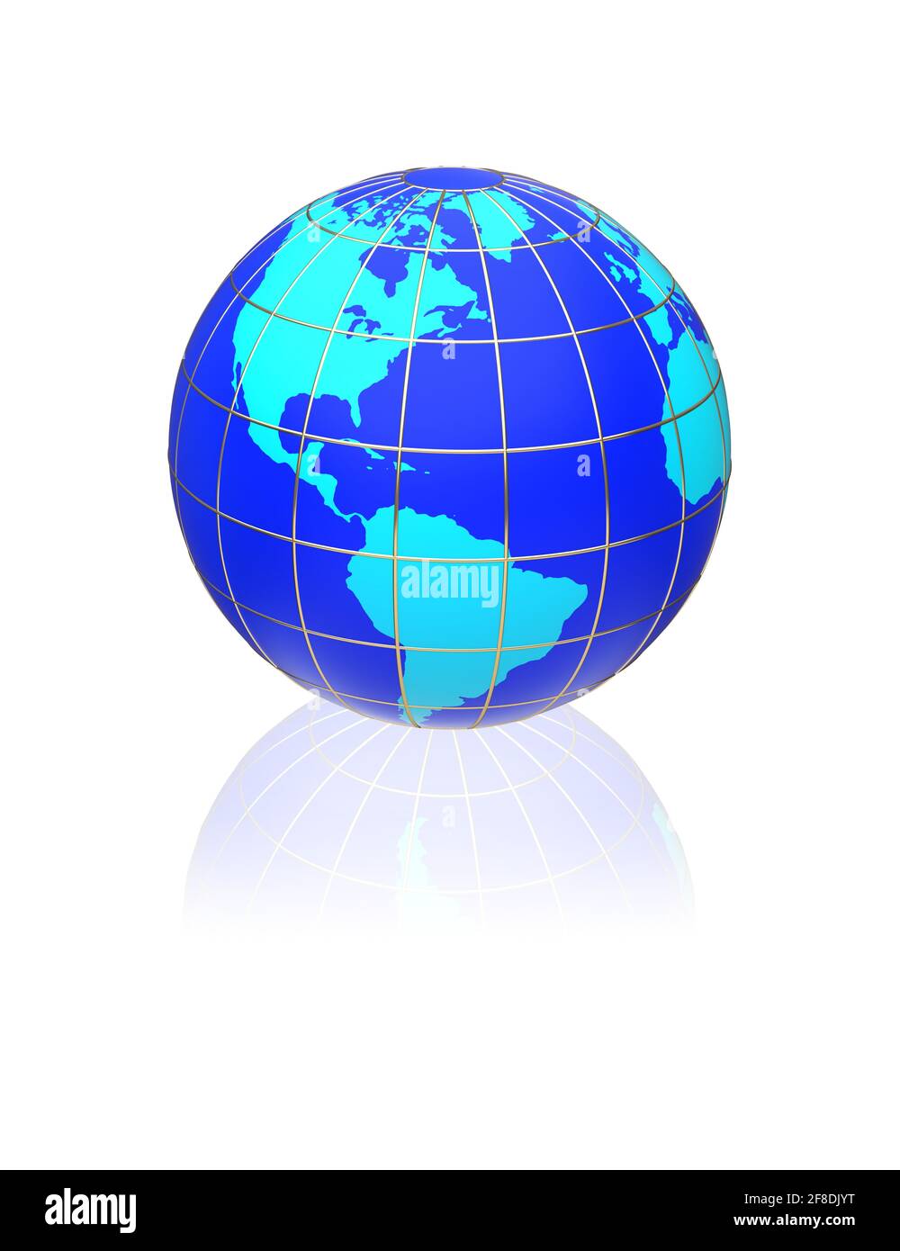 Earth globe map on a white background. Side of the North and South ...