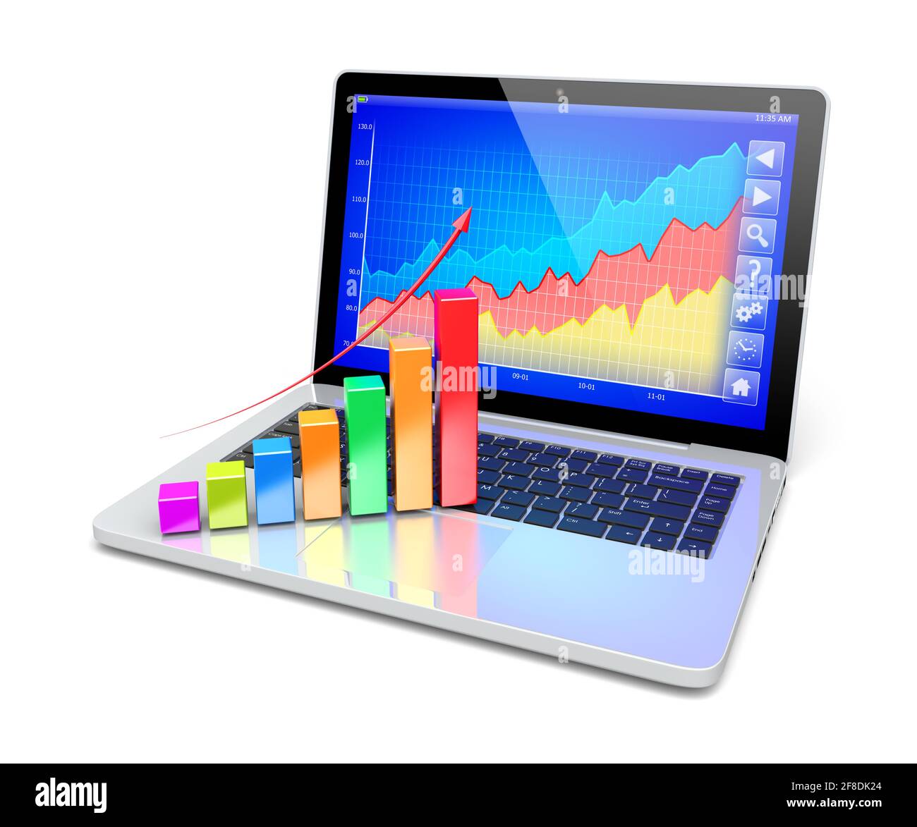 Business improvement and finance success analyzing concept. Laptop with ...