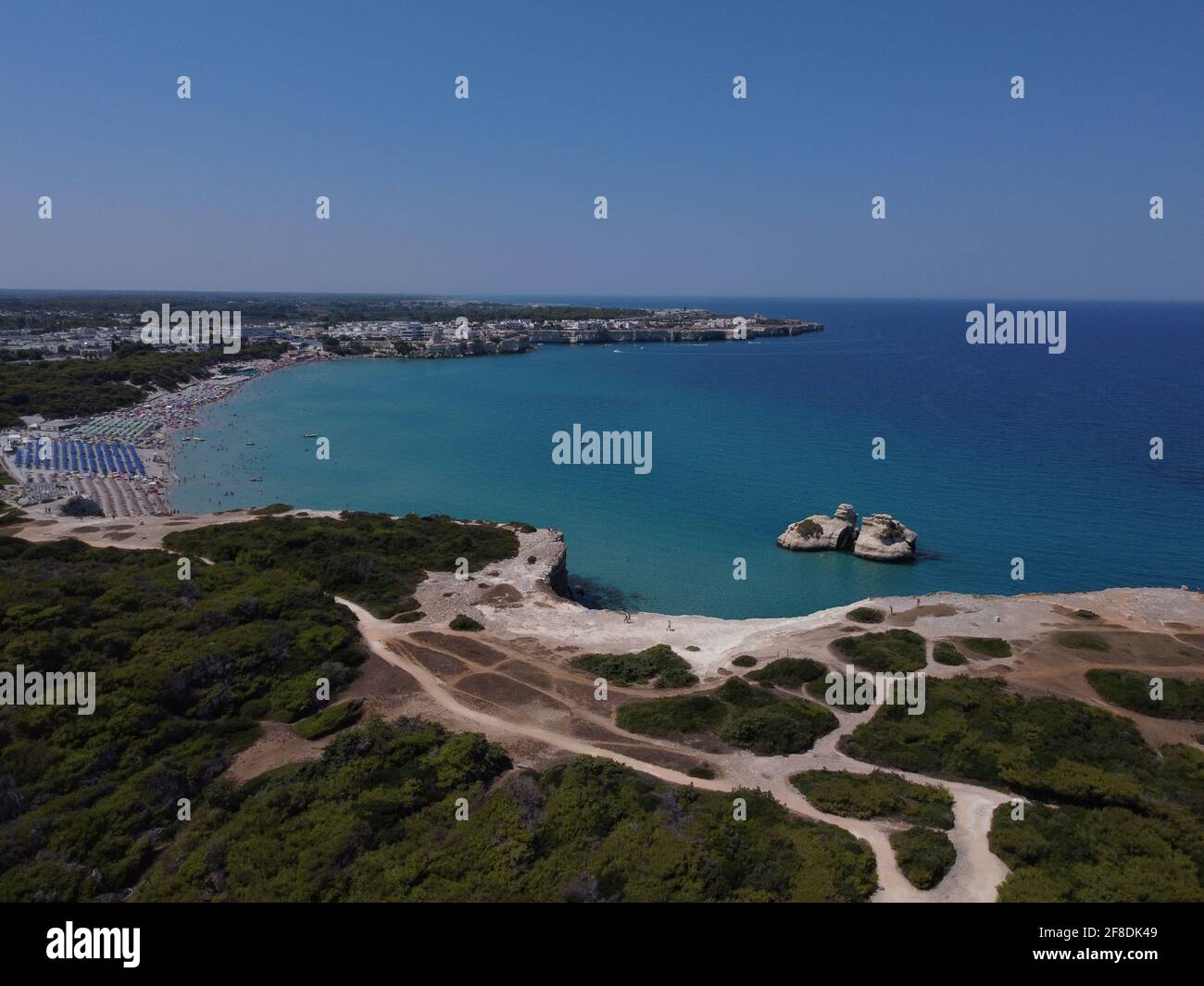 Aerial view of endless ocean waters seen through coastal area Stock ...