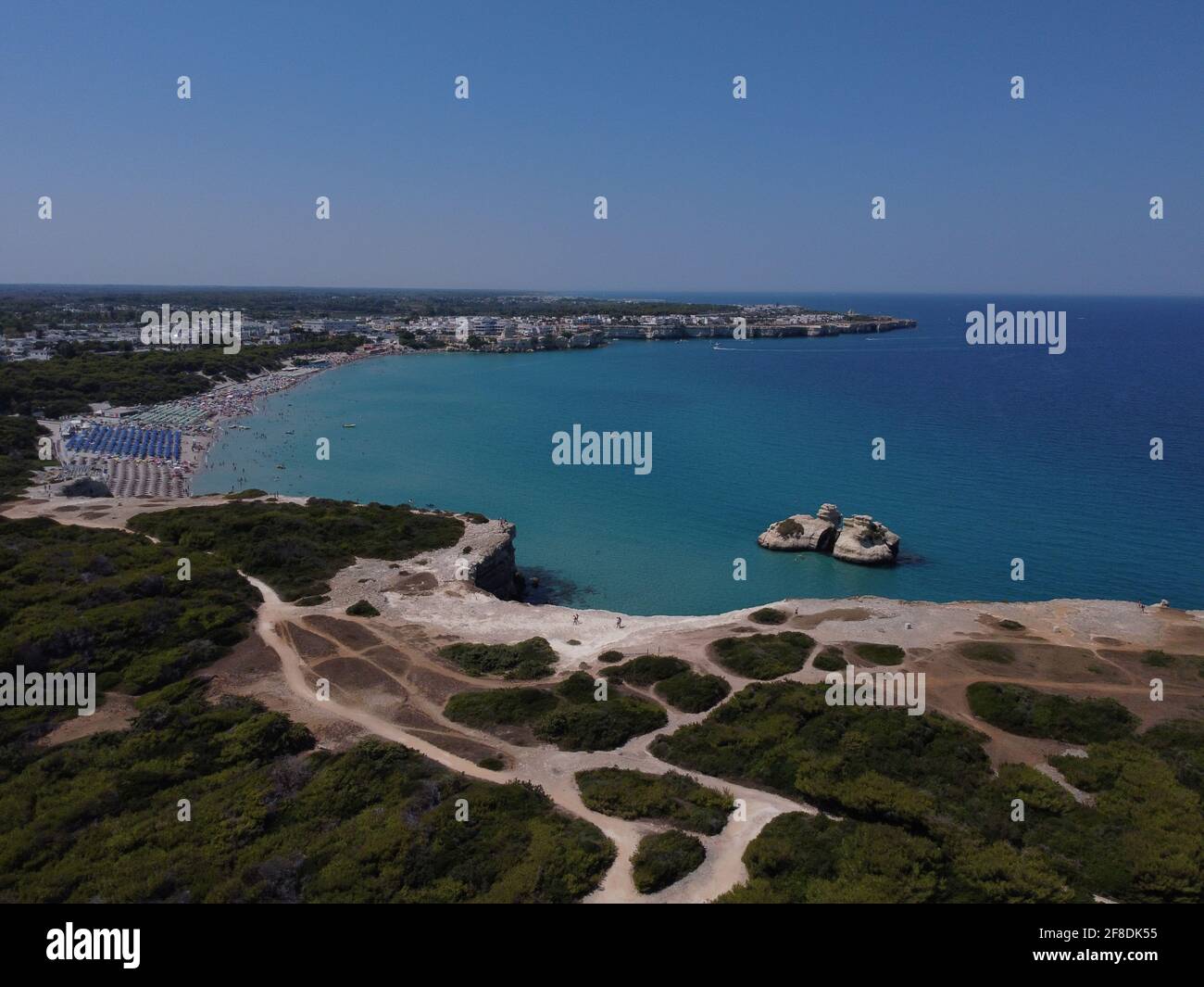 Aerial view of endless ocean waters seen through coastal area Stock ...