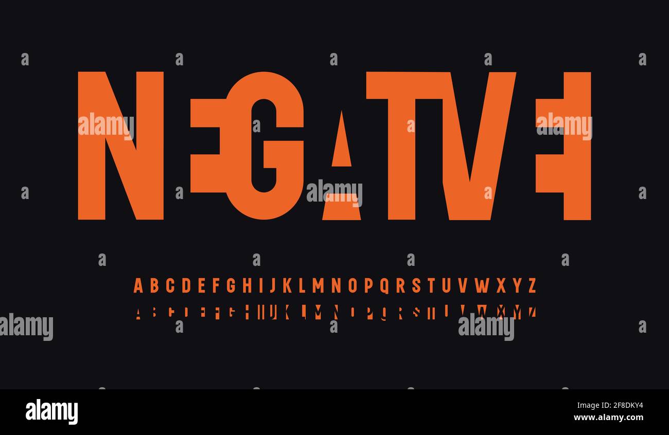 Negative Space Cut letter set, double fused together font. Modern high ...