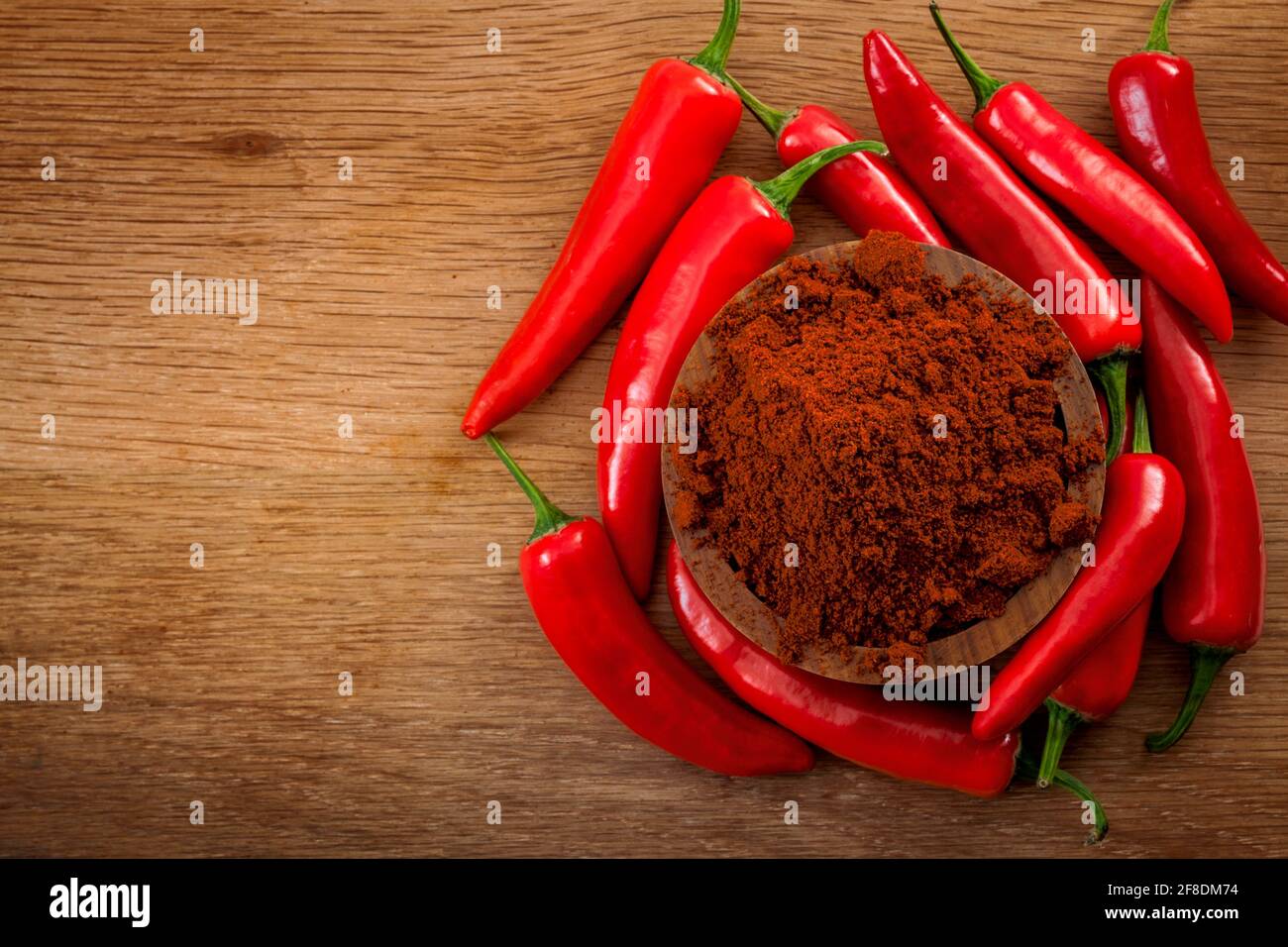 Mexican cuisine and spicy food concept with close up on fine ground red ...