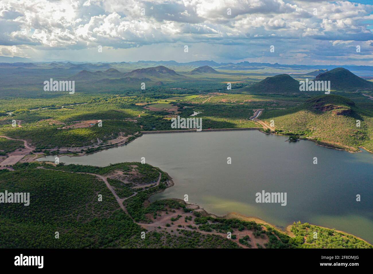 Aerial view of the Álvaro Obregón Ouiachic dam or Oviáchic dam in ...