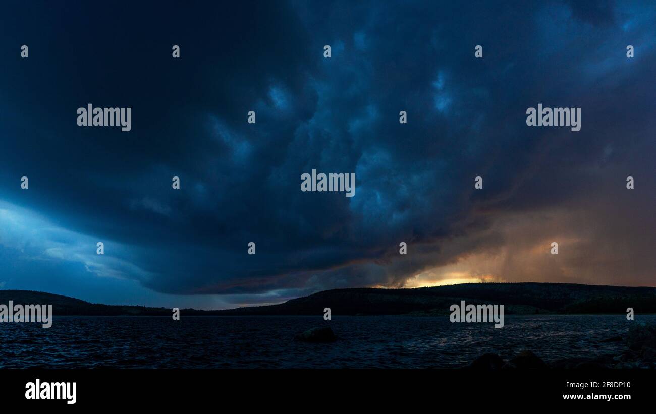 View of a thundercloud over the sea. Panorama, landscape with a ...