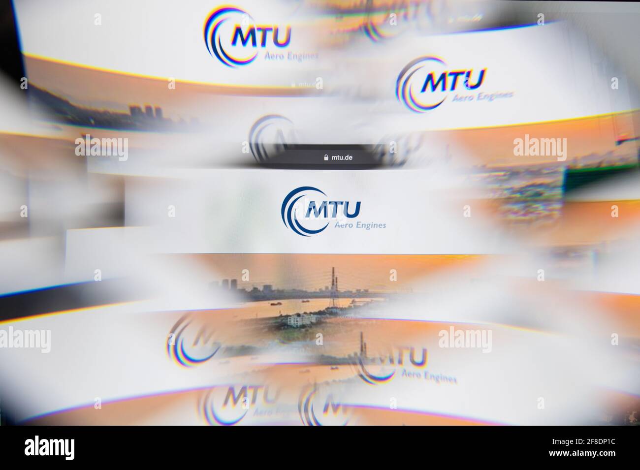 Milan, Italy - APRIL 10, 2021: MTU Aero Engines logo on laptop screen ...