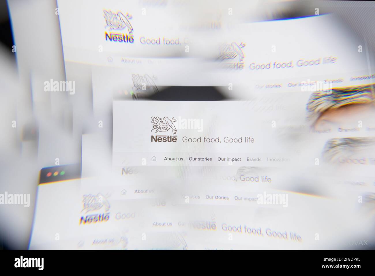 Milan, Italy - APRIL 10, 2021: Nestle logo on laptop screen seen ...