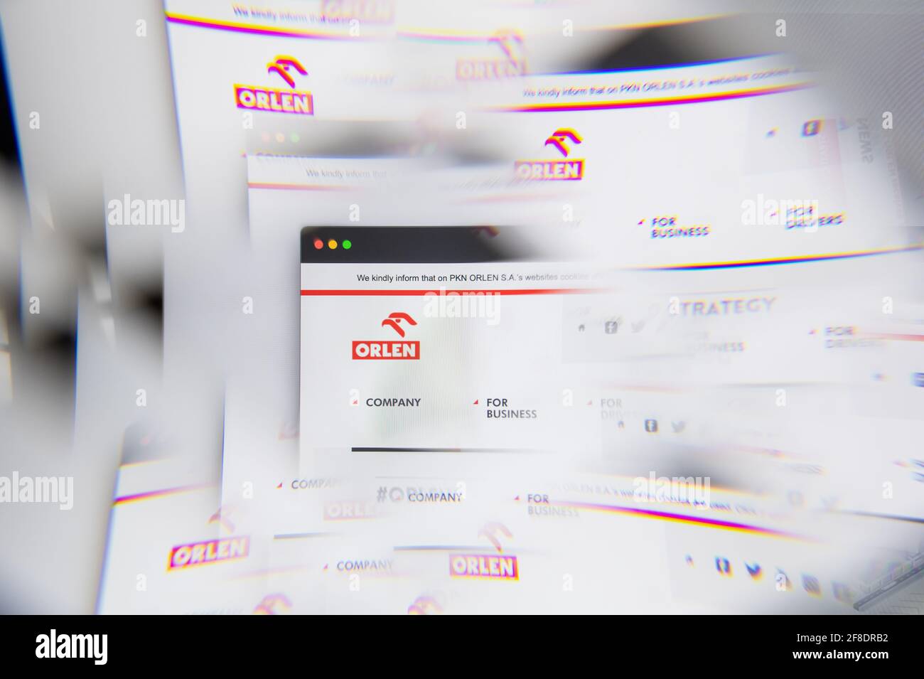 Milan, Italy - APRIL 10, 2021: PKN ORLEN Group logo on laptop screen ...