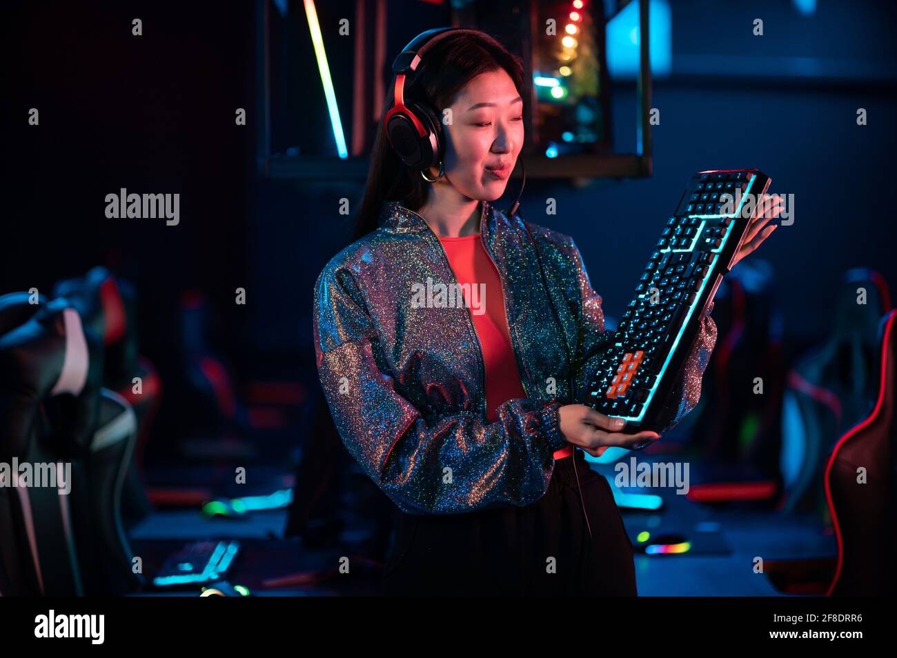 A famous girl streamer advertises a keyboard that is used in the ...