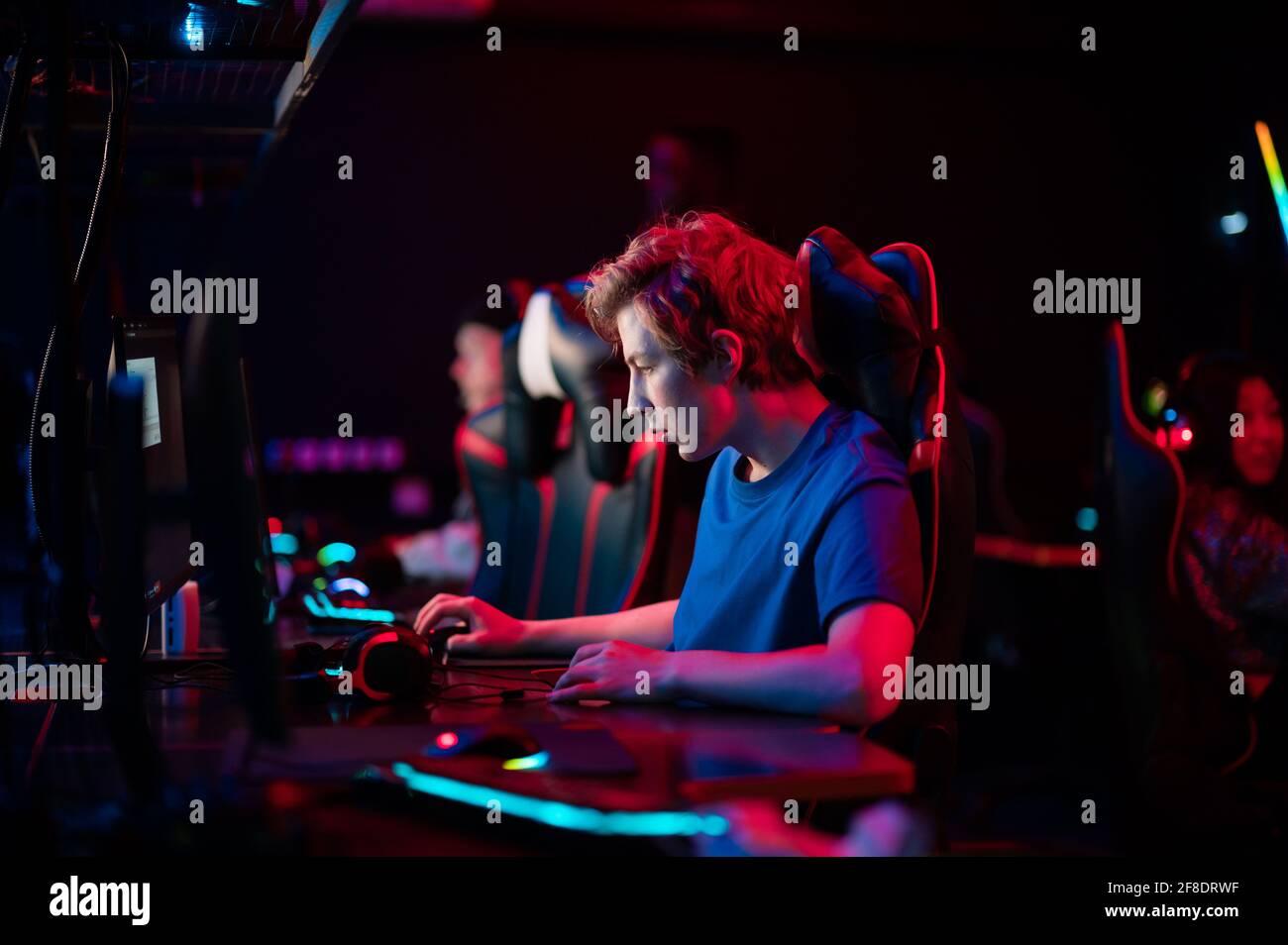 Training bootcamp for professional esports players. Young cyber ...