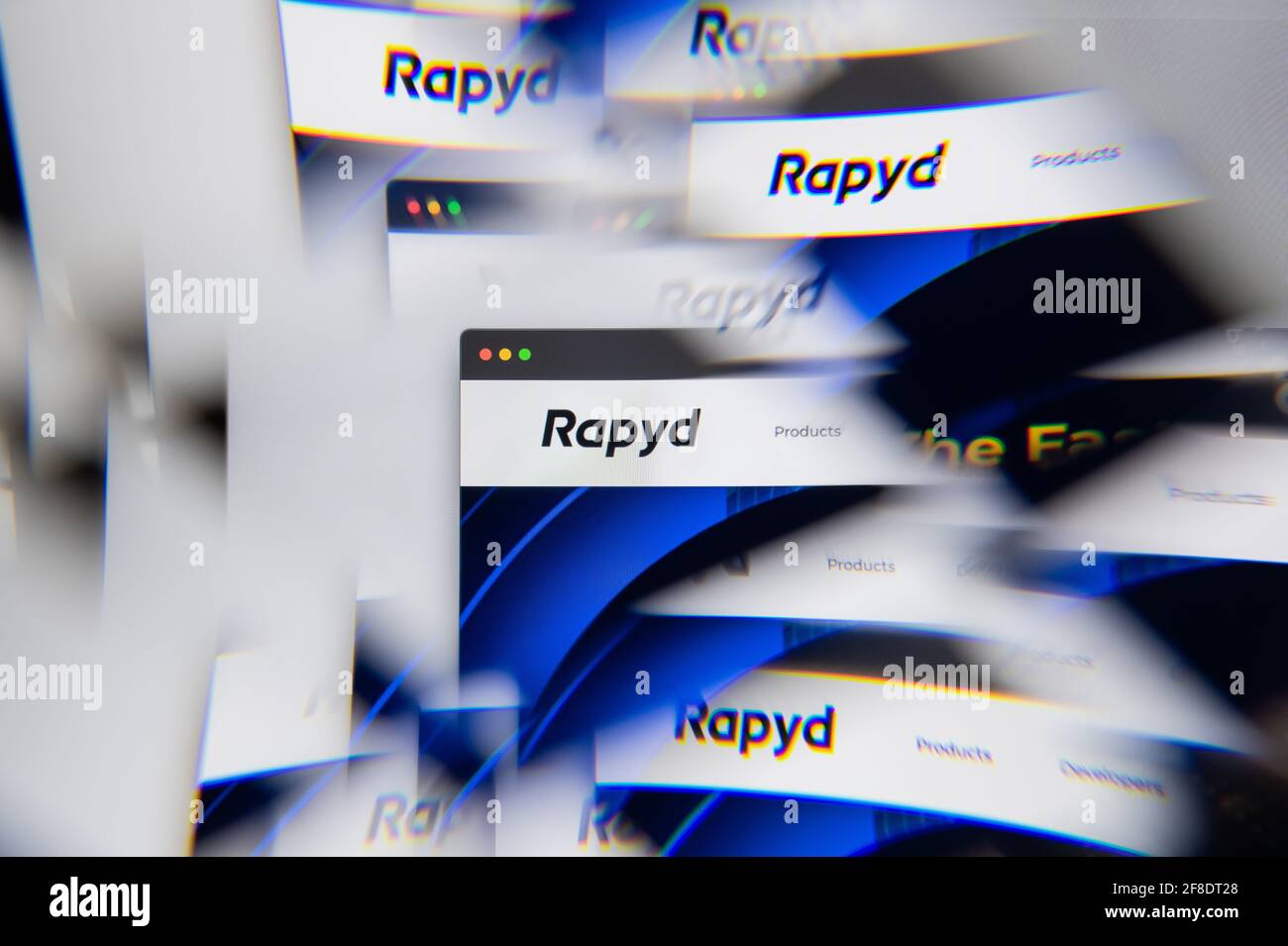 Milan, Italy - APRIL 10, 2021: Rapyd logo on laptop screen seen through ...