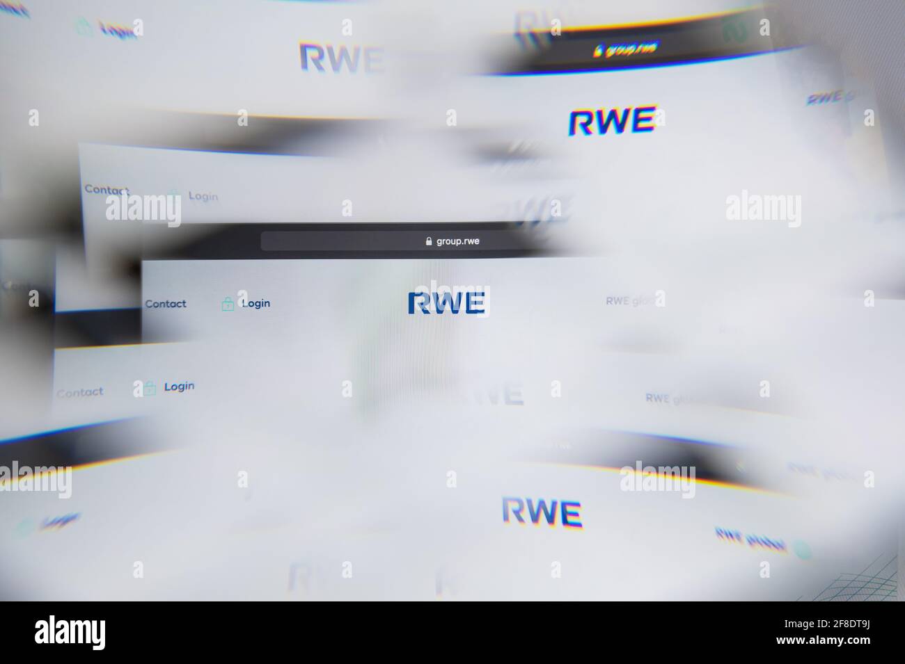 Milan, Italy - APRIL 10, 2021: RWE logo on laptop screen seen through ...