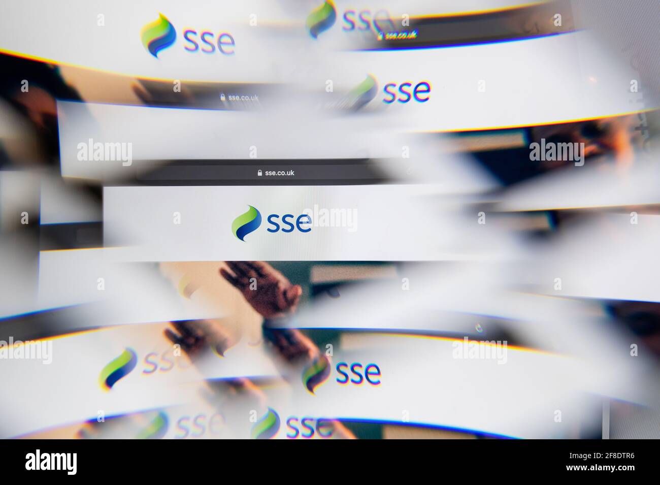 Milan, Italy - APRIL 10, 2021: SSE logo on laptop screen seen through ...