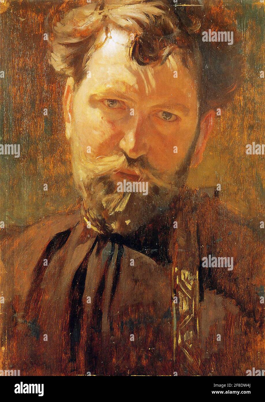 Self-portrait by Alphonse Mucha 1899, oil, board Stock Photo - Alamy