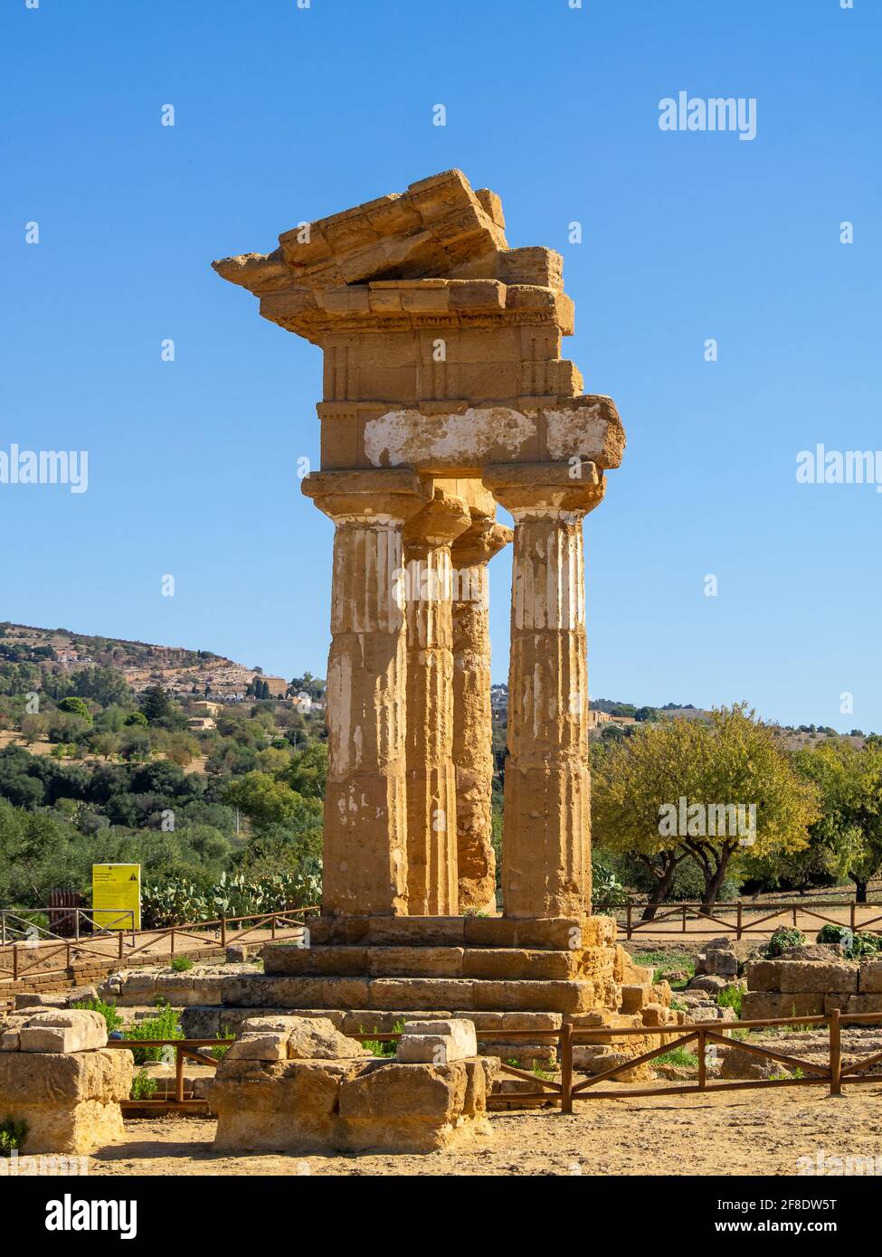 The reconstructed columns of the Temple of Castor and Pollux in Valle ...