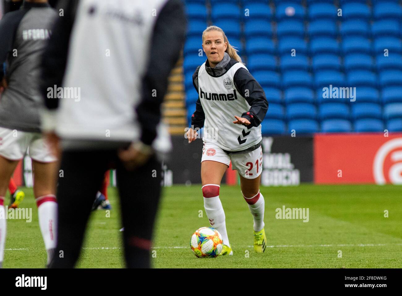 Caroline Moller of Denmark during the warm up Wales v Denmark ...