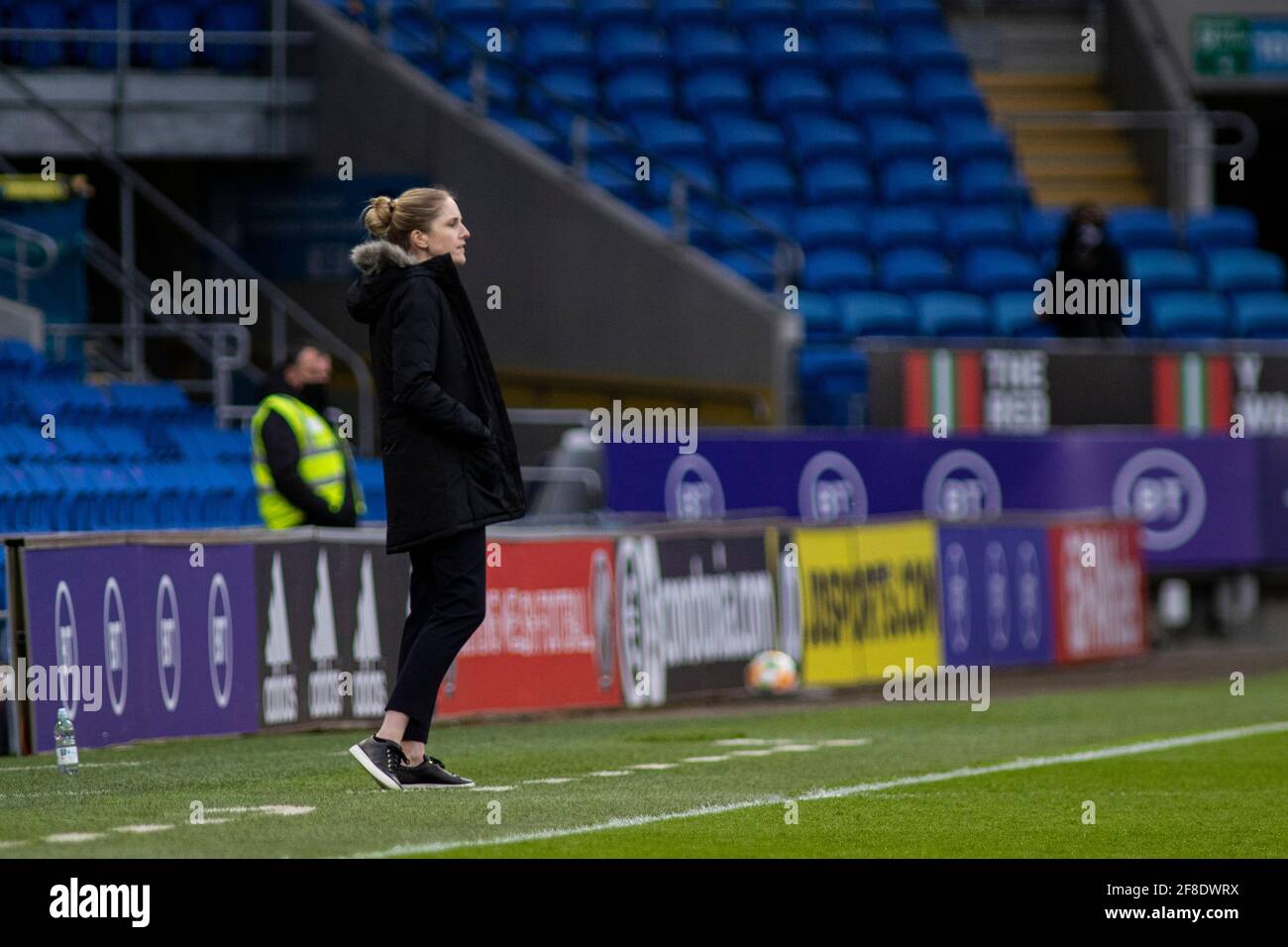 Wales manager Gemma Grainger on the touchline Wales v Denmark ...