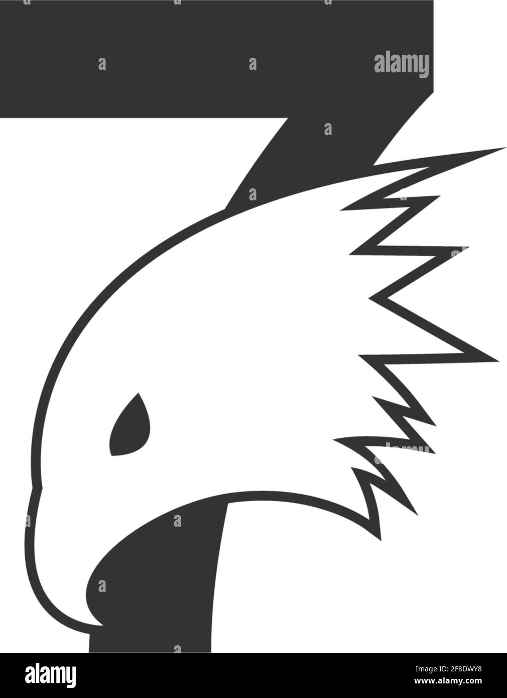 Number 7 logo icon with falcon head design symbol template vector Stock ...