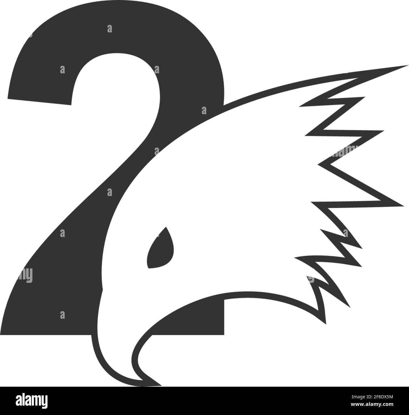 Number 2 logo icon with falcon head design symbol template vector Stock ...
