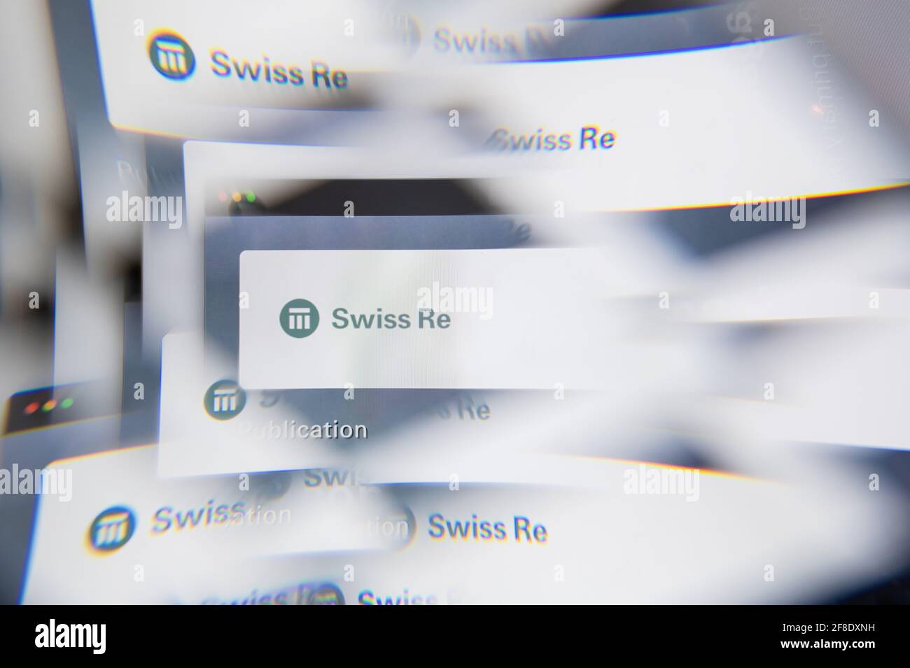 Milan, Italy - APRIL 10, 2021: Swiss Re logo on laptop screen seen ...