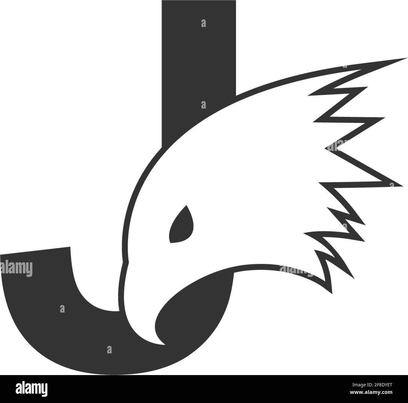 Letter J logo icon with falcon head design symbol template vector Stock ...