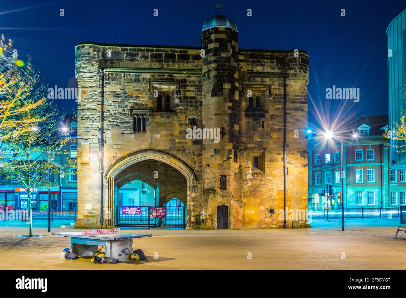 LEICESTER, UNITED KINGDOM, APRIL 9, 2017: Night view of the Newarke ...