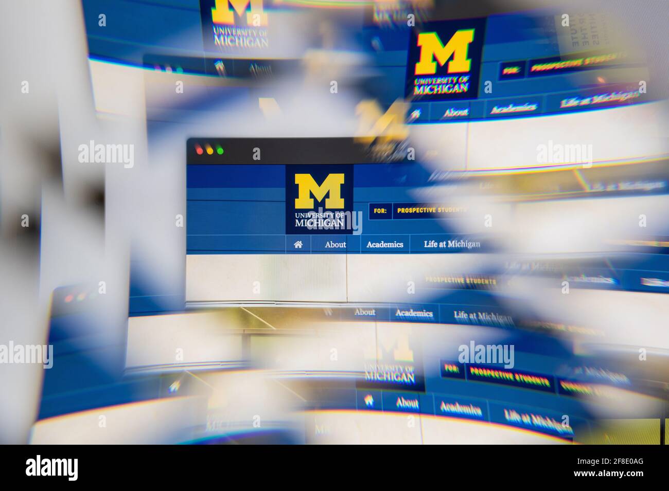 Milan, Italy - APRIL 10, 2021: UMICH logo on laptop screen seen through ...