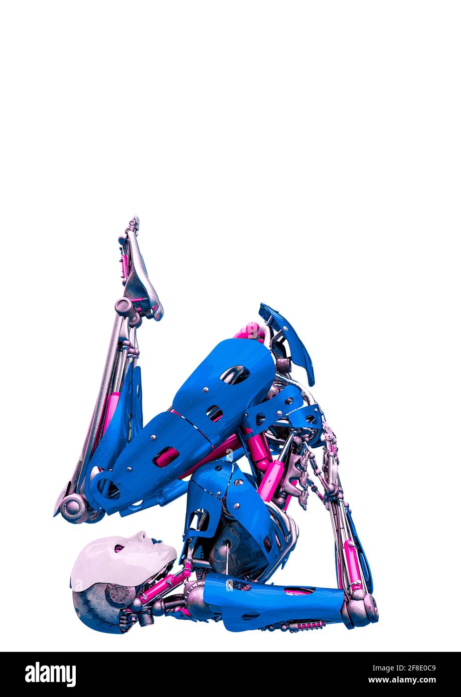 cyborg girl shoulder stand pose, 3d illustration Stock Photo - Alamy