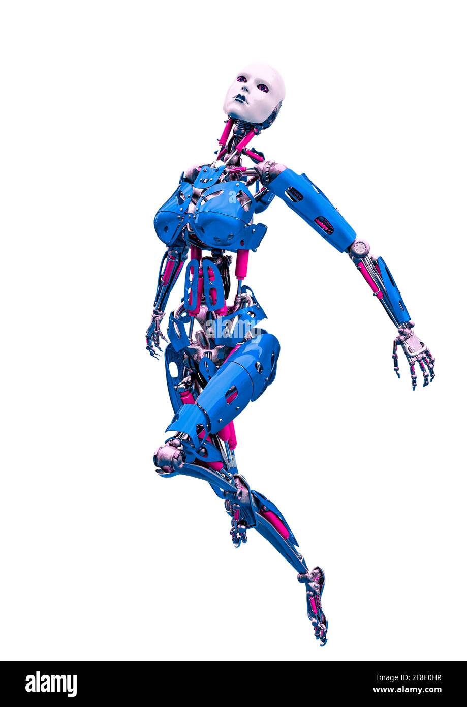cyborg girl comic pose one, 3d illustration Stock Photo - Alamy