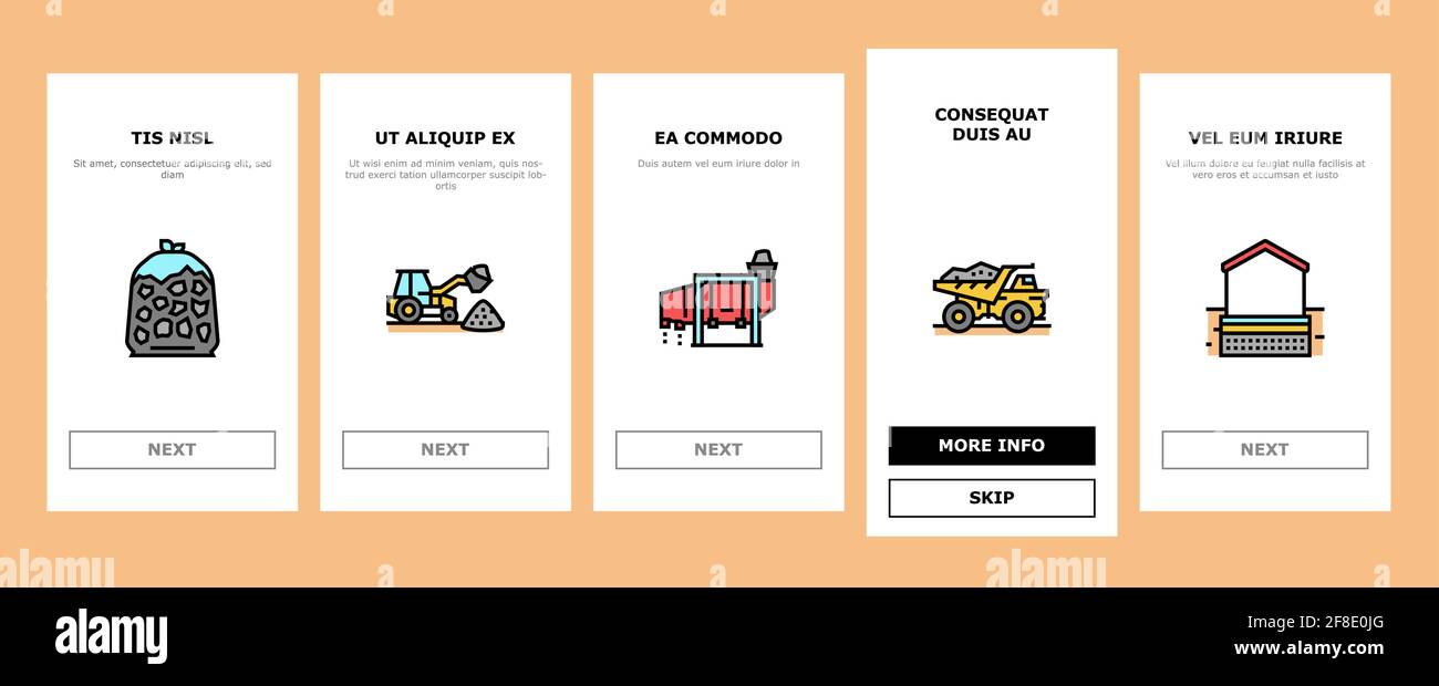 Crushed Stone Mining Onboarding Icons Set Vector Stock Vector Image ...