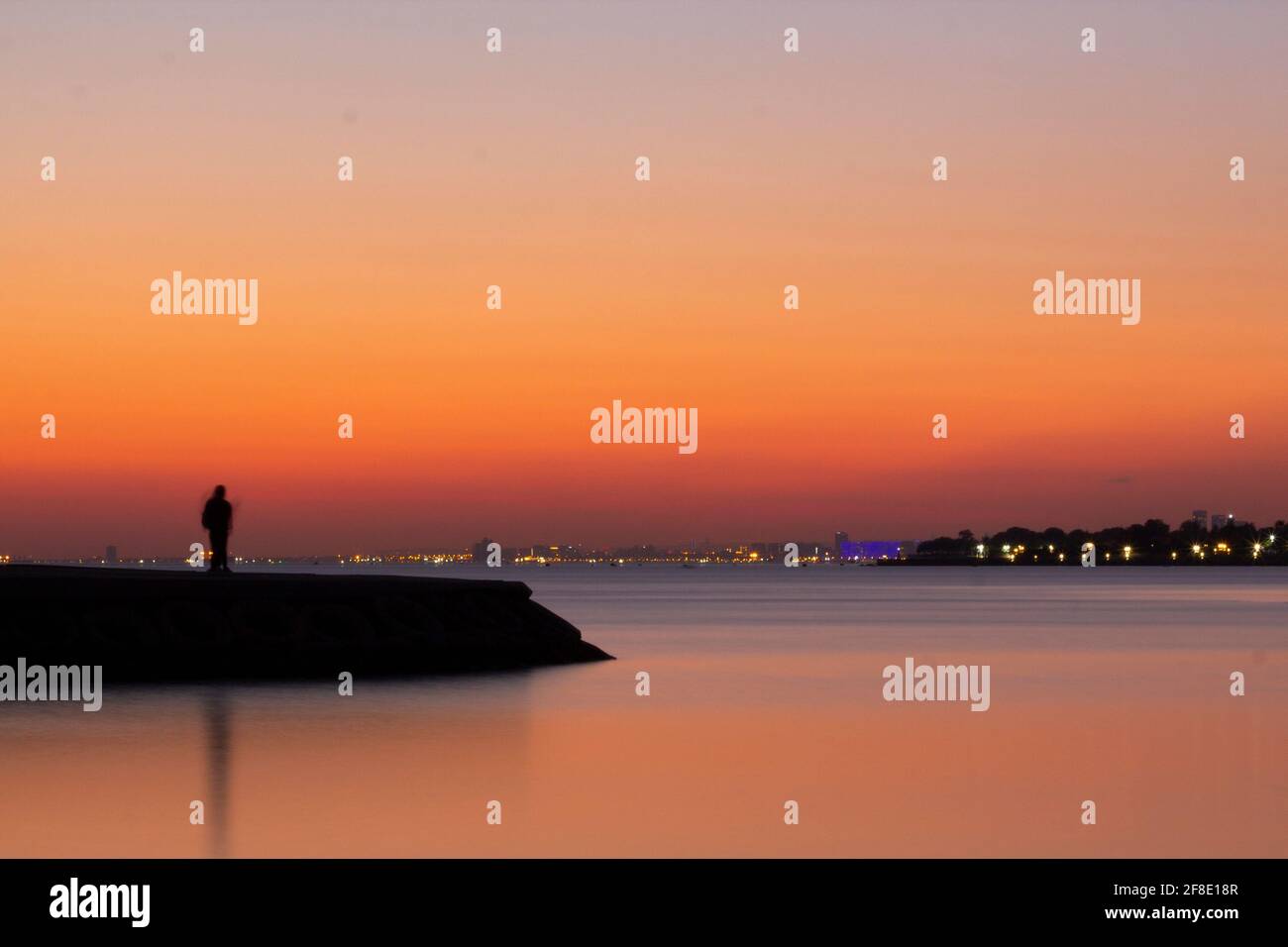 Sunset view on the beach. Istanbul-Copy space Stock Photo - Alamy