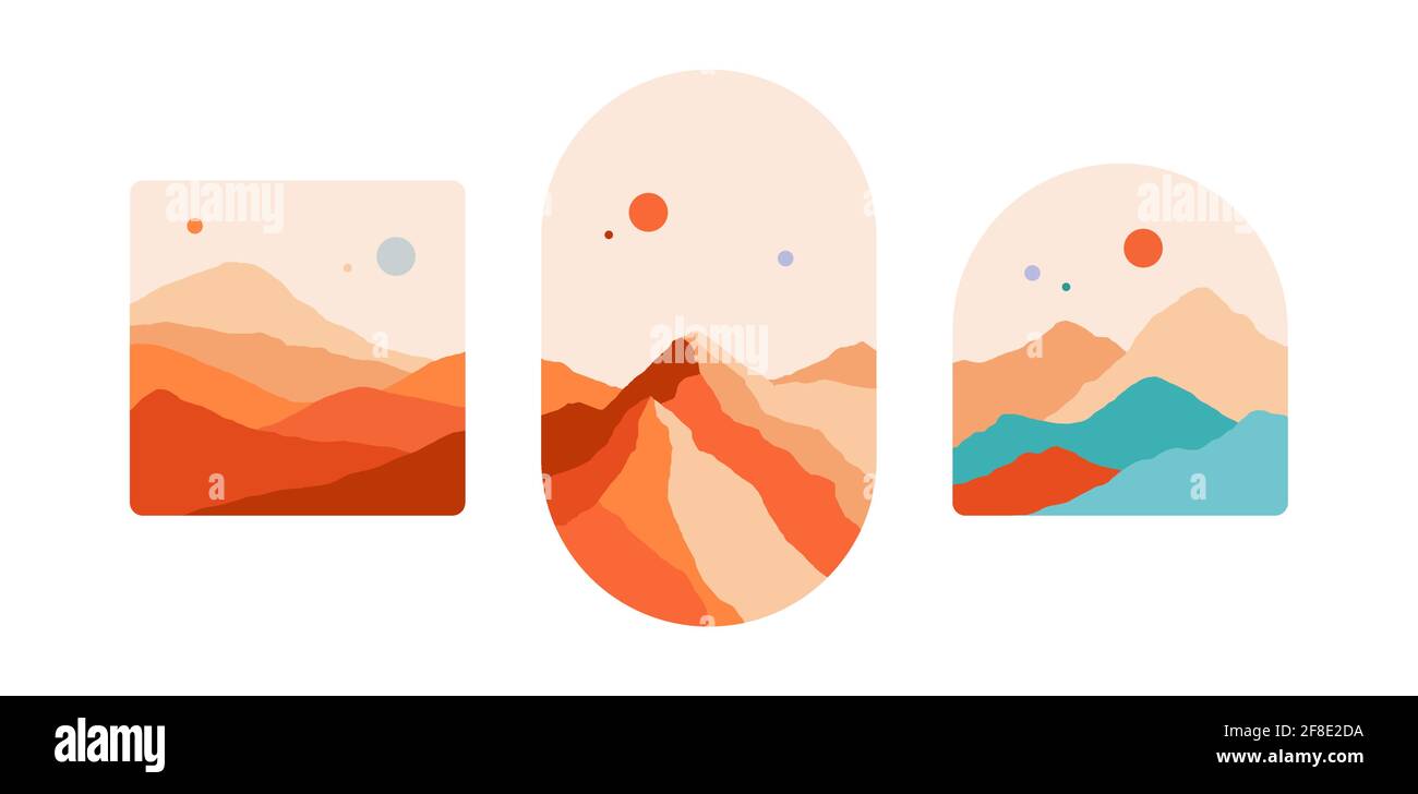 Mountain. Abstract landscape art print, minimalist style Stock Vector ...