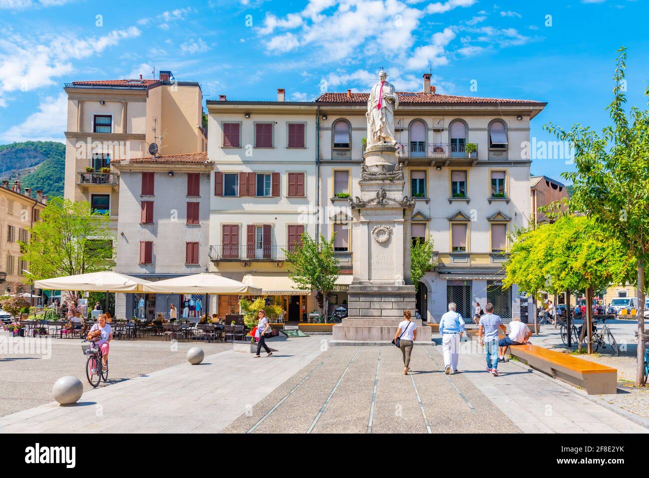 COMO, ITALY, JULY 17, 2019: People are strolling on Piazza Alessandro ...