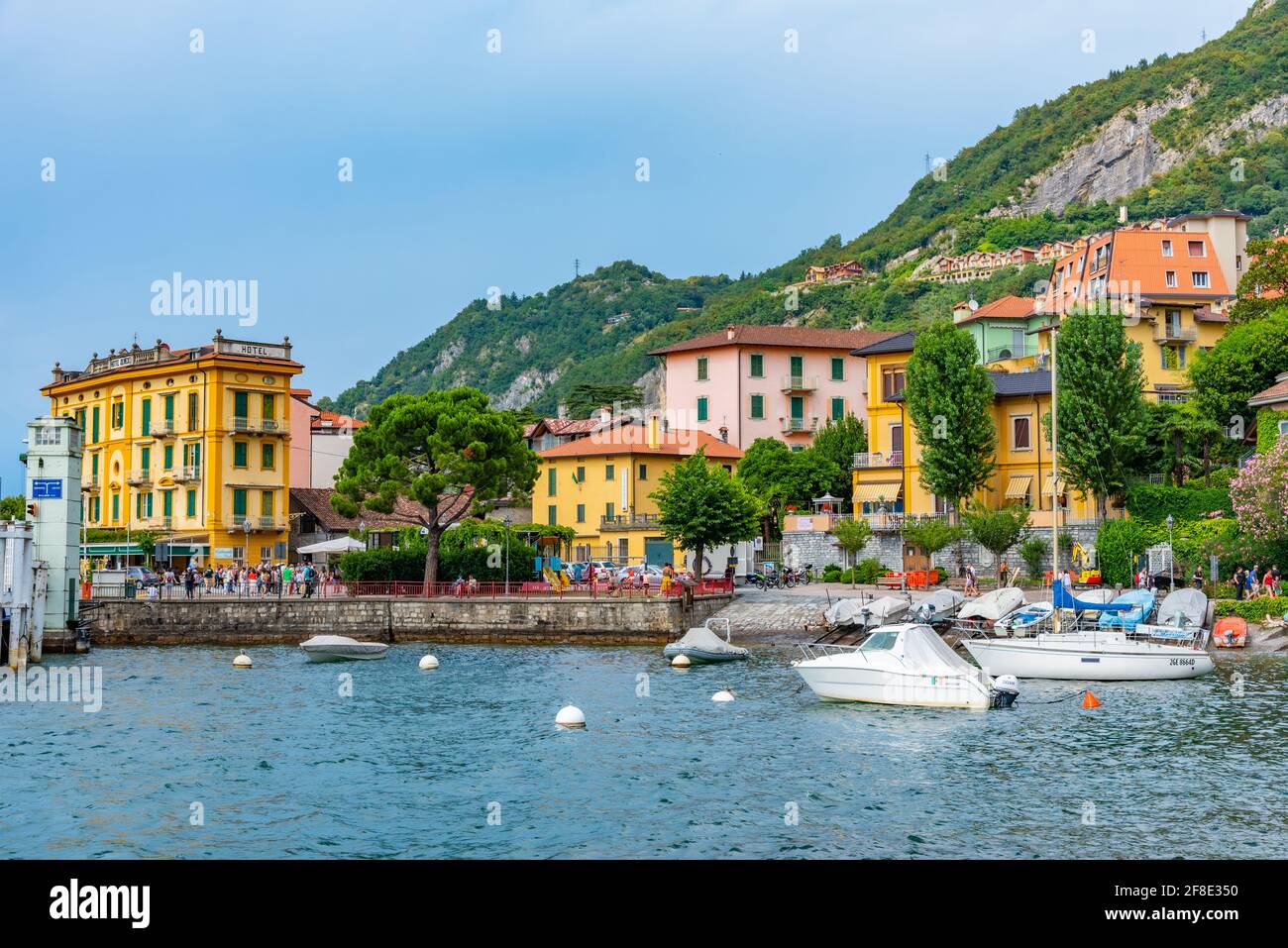 VARENNA, ITALY, JULY 18, 2019: Marina at Varenna village at lake Como ...