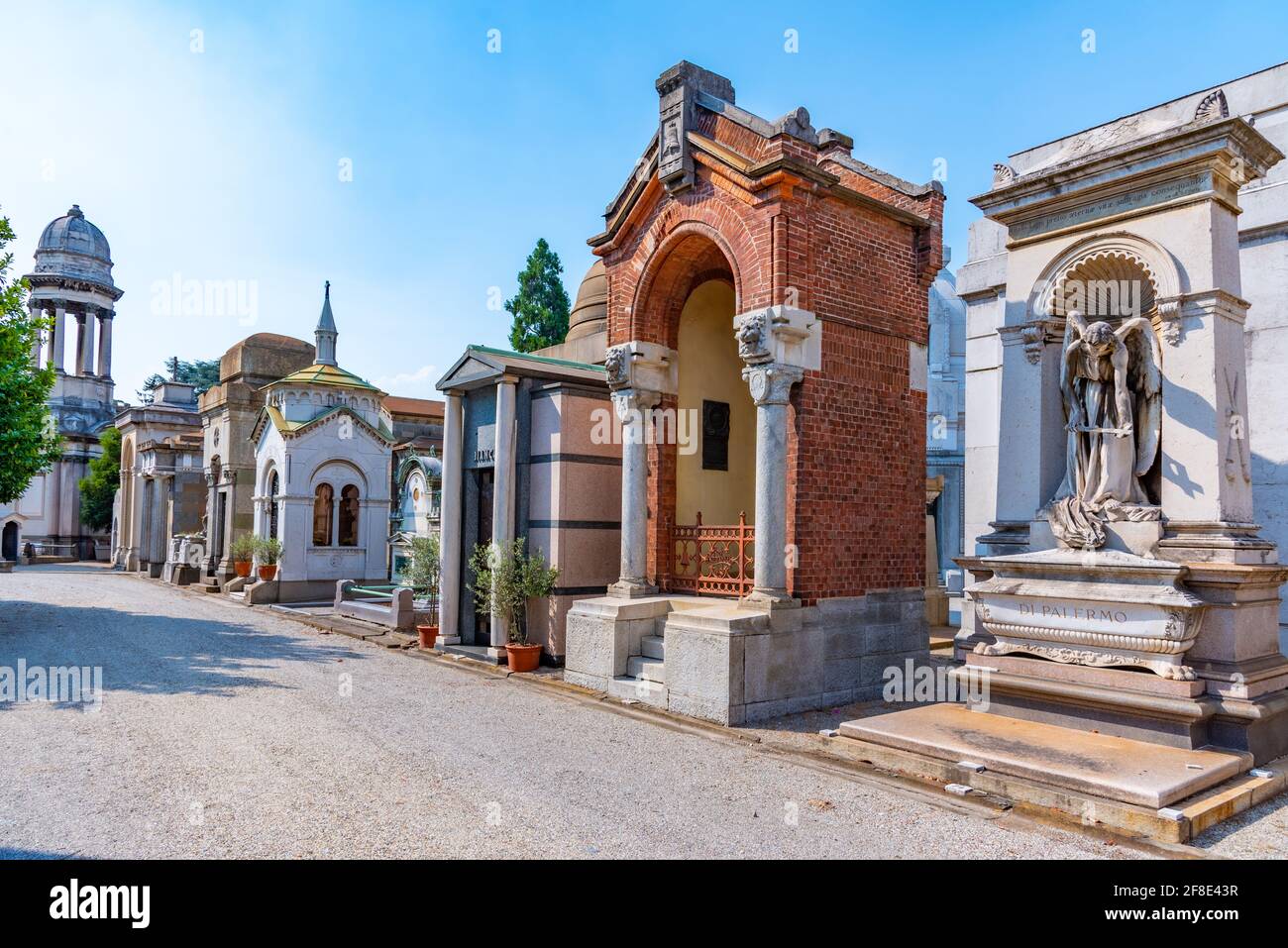 MILANO, ITALY, JULY 19, 2019: Decorated graves at Cimitero Monumentale ...