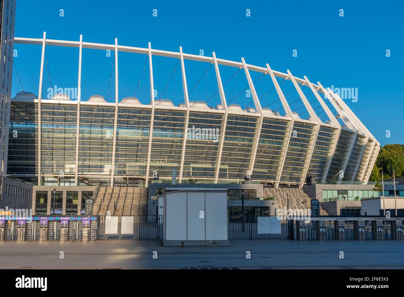 KYIV, UKRAINE, AUGUST 29, 2019: Olympic stadium in center of Kyiv ...