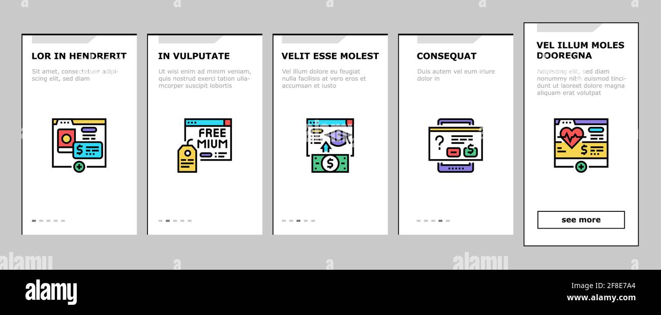 Subscription Content Onboarding Icons Set Vector Stock Vector Image ...