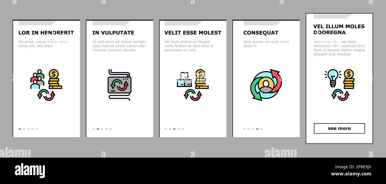 Converter Application Onboarding Icons Set Vector Stock Vector Image ...
