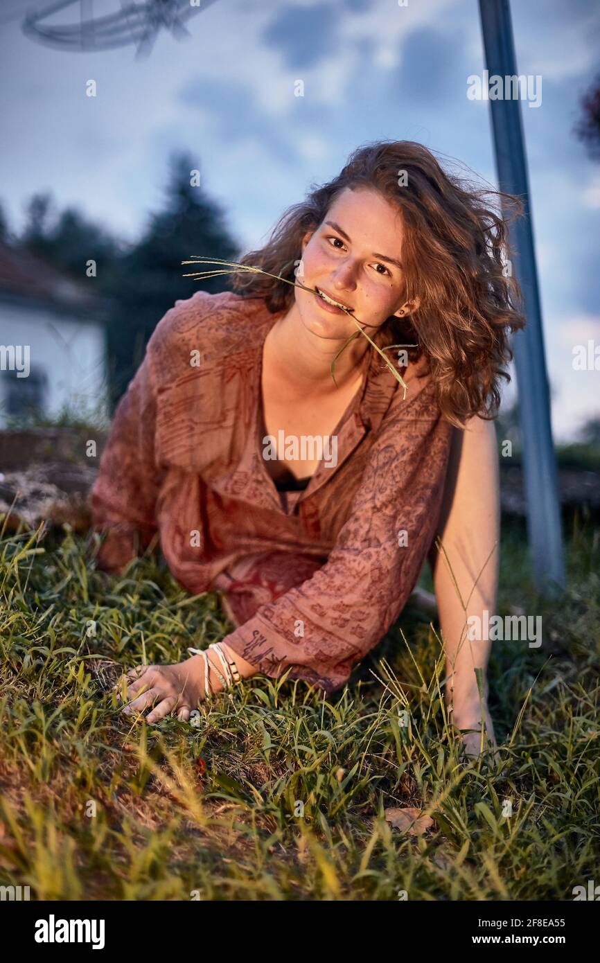 Free young woman face night hi-res stock photography and images - Alamy