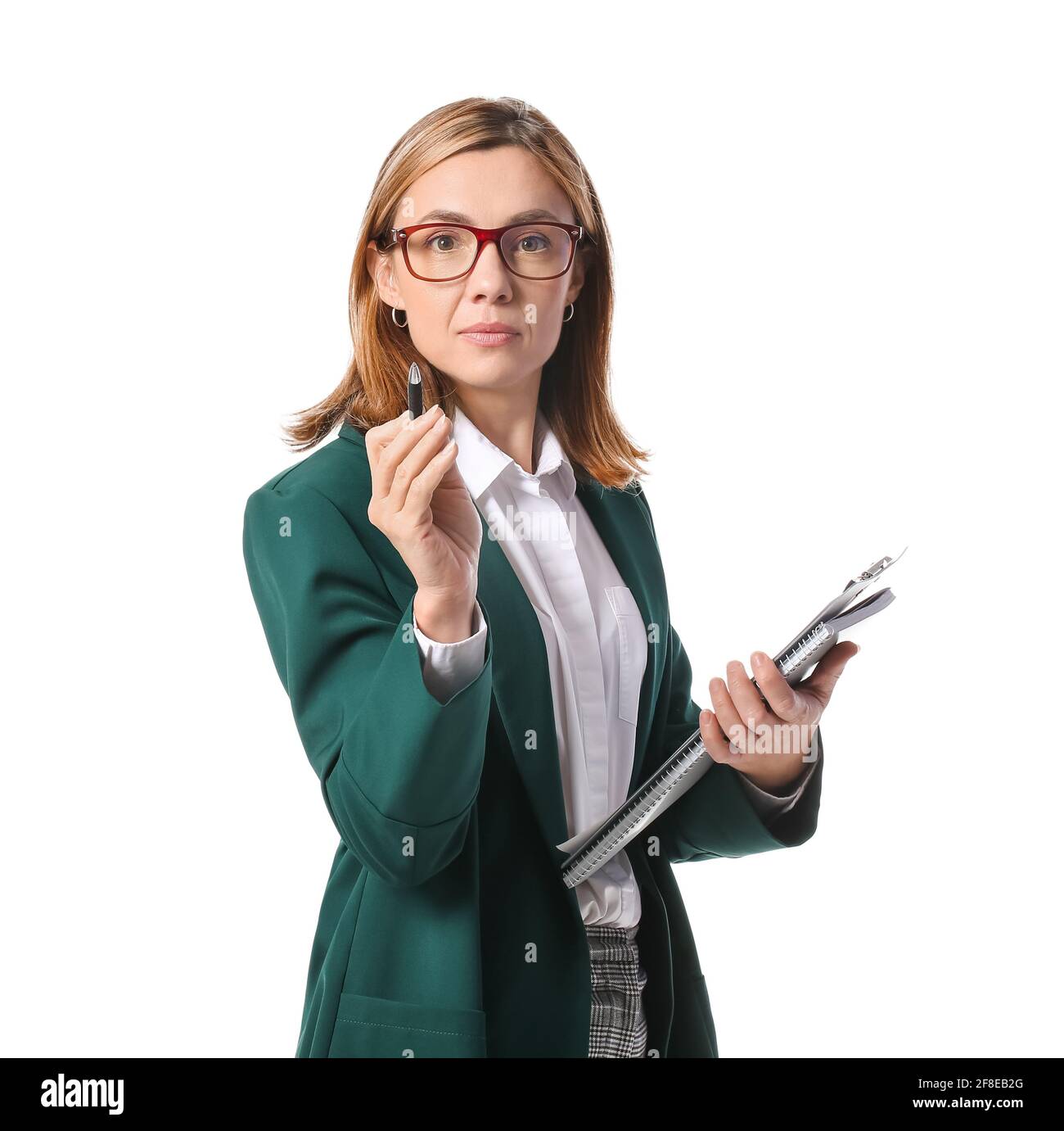 Portrait of female psychologist on white background Stock Photo - Alamy