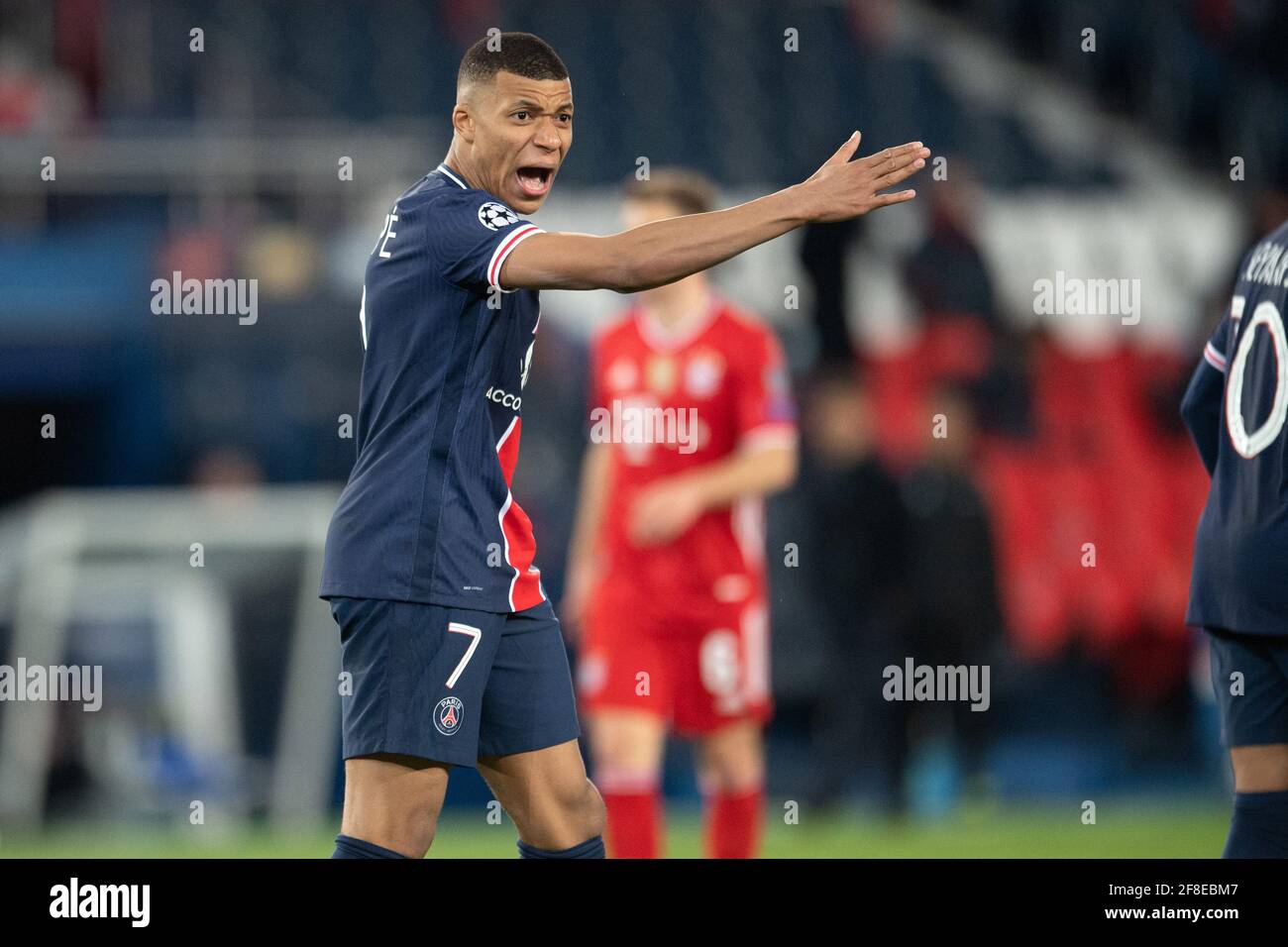 Kylian Mbappe of PSG in action during the UEFA Champions League ...