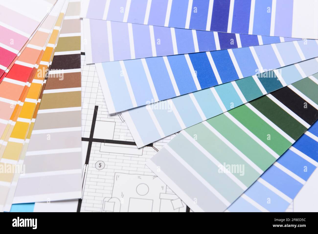 Paint color samples on drawing of house Stock Photo - Alamy